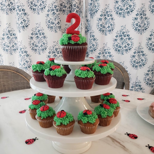 24 Royal Icing Ladybugs for Cake Decoration Cupcake Topper Birthday ...
