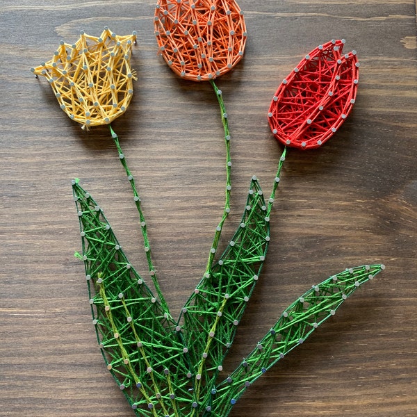 String Art DIY Kit - Tulips String Art Crafts Kit, DIY Crafts, Home Decor, Tulips Wall Art ...