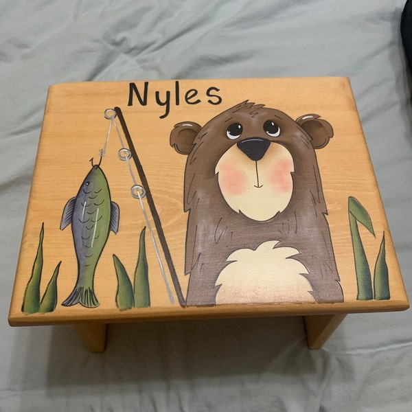 Kids Step Stool, Bear Step Stool, Wildlife Step Stool, Kids Foot Stool ...