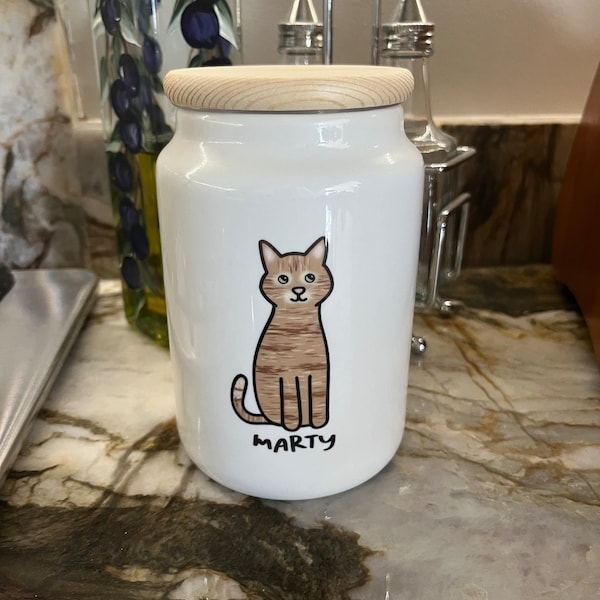 Personalized Cat Treat Jar, Cat Treat Jar, Cat Treat Canister, Hand ...