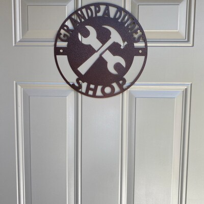 Personalized Fathers Day Sign for Dad Papas Work Shop Metal - Etsy