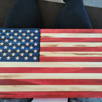 Small Handmade Rustic American Wooden Flag - Etsy