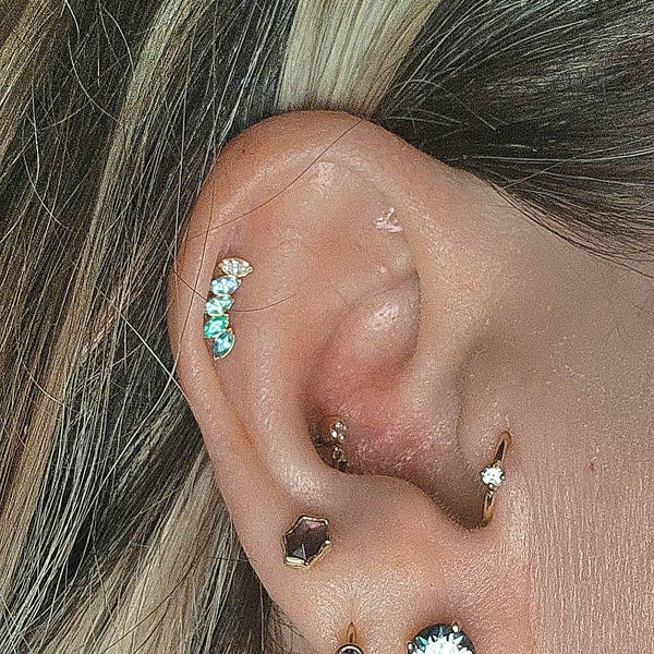 14k Solid Gold Dangle Cone Chain Charm Triple Chain Charm Tiny Cone ...