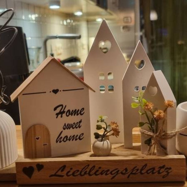 Deko Set home Wohnen Lieblingsplatz Frühling Geschenk Kerze Häuschen ...