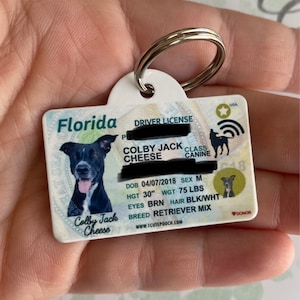 California Driver Dog Id Tag Personalized License Durable Dog - Etsy