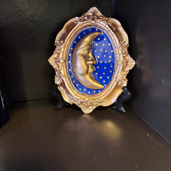 Man in the Moon Miniature Gold Ornate Frame, 90s Celestial Decor ...