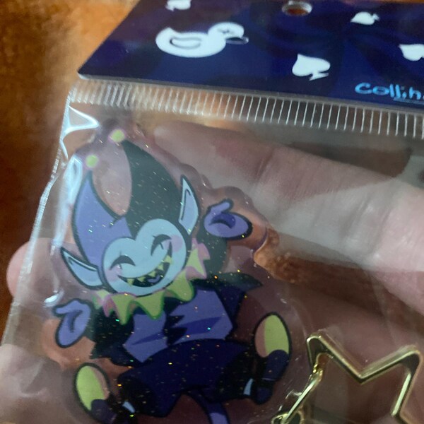 Jevil Deltarune Glitter Keychain - Acrylic Epoxy Charm 2.5in. - Etsy