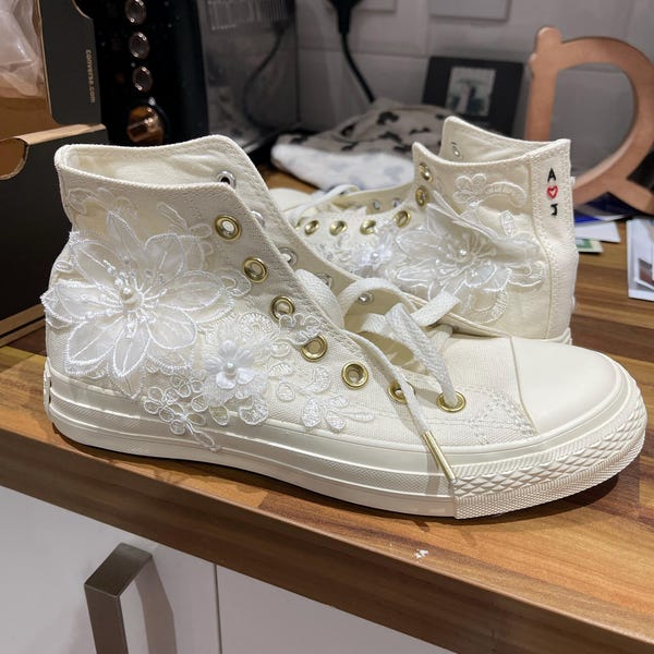 Bridal Converse, Wedding Converse, High Converse, Custom Converse, Lace ...