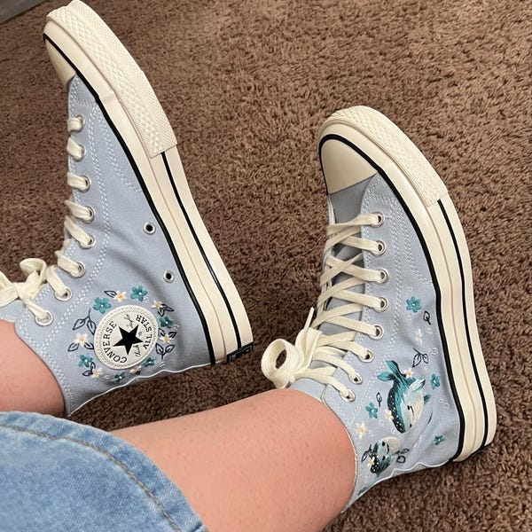 Custom Converse Embroidery Moon, Axolotl Embroidered Converse, Animal ...