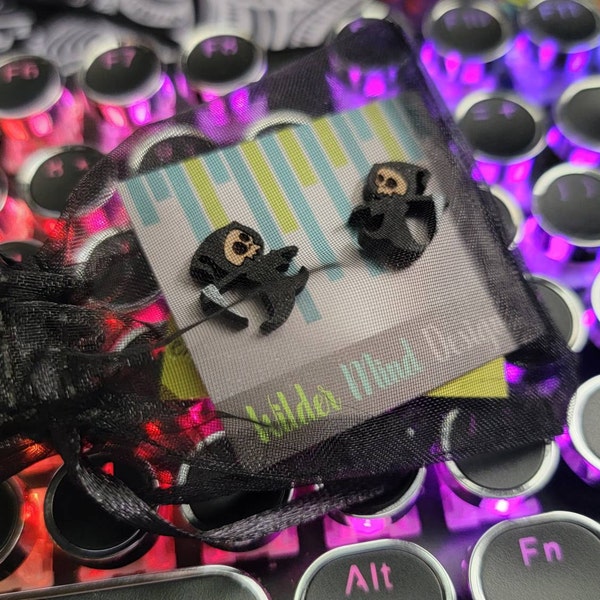Grim Reaper Earrings: Laser Cut Halloween Studs - Etsy
