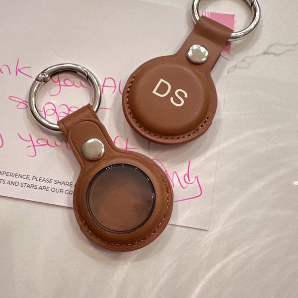 Personalized AirTag Holder, Custom AirTag Keychain, Vegan Leather ...