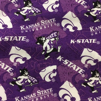 NCAA Kansas State Wildcats Purple & Grey College Logo 100% Cotton ...