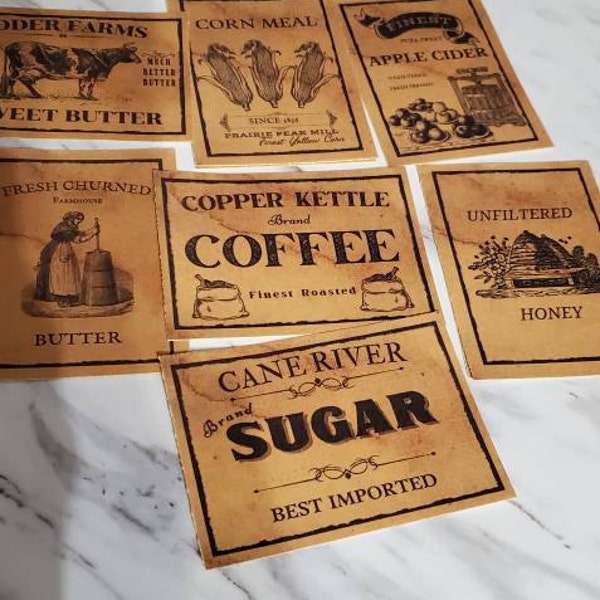 Primitive Country Store Labels, Primitive Pantry Labels, Vintage Pantry ...