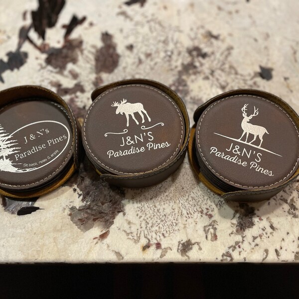 Personalized Deer Coaster Set, Customized Home Decor, Deer Decor ...