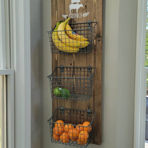 Fresh Produce Storage Wall Hang, Wooden Decor - Etsy