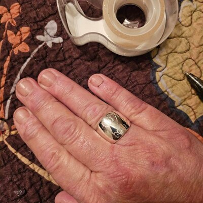 925 Sterling Silver Monogram Signet Cigar Band Dome Ring, Engravable ...