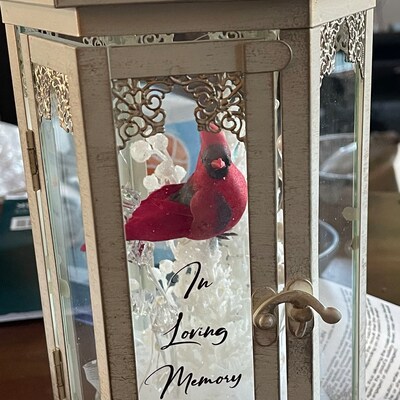 Cardinal Memorial Lantern, in Memory Of, Sympathy Gift, Loss of Loved ...