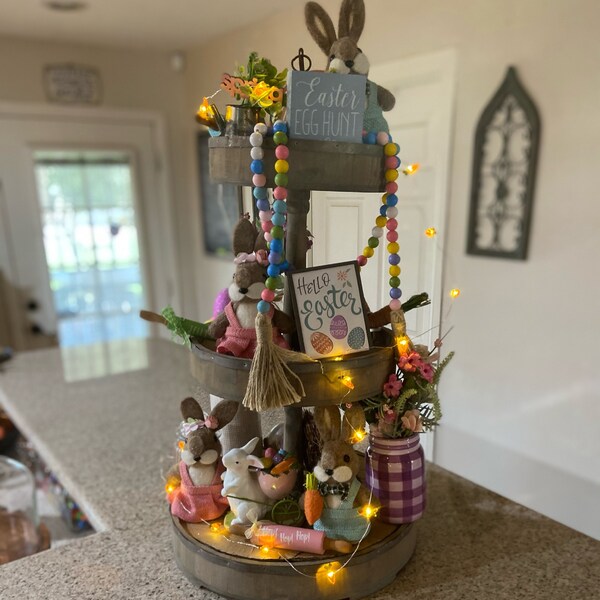 Easter Decor Bundle, Happy Easter, Set of 3, Easter Tiered Tray, Easter ...
