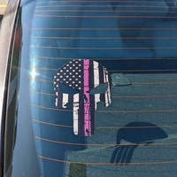 Punisher Window Decal Sticker Punisher Skull American Flag Olive Drab ...