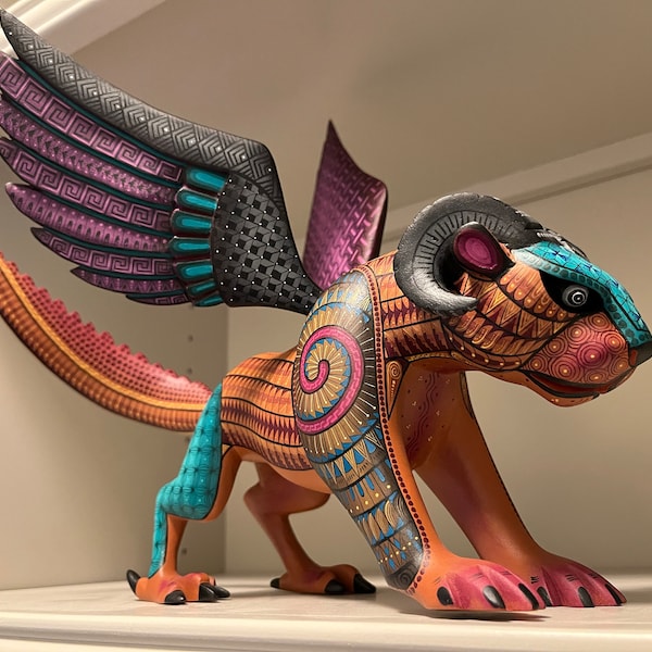 Alebrije Ram Oaxacan Wood Carving Hand Painted Mexican Craft Home Decor ...