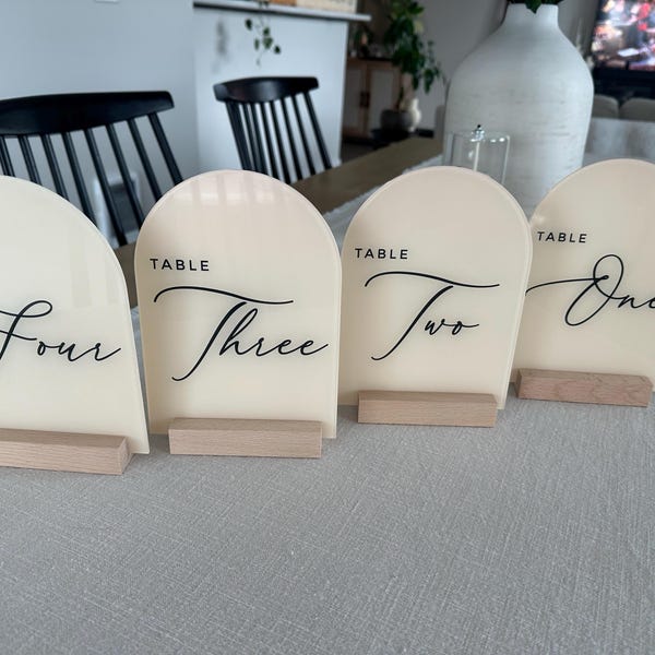 Wedding Modern Arch Acrylic Table Numbers With Stand Included 5x7 - Etsy
