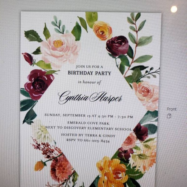 Printable Fall Floral Birthday Party Invitation Template - Watercolor ...
