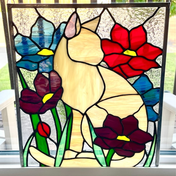 Floral Garden Bed Stained Glass Pattern Digital Download Glass Patterns ...