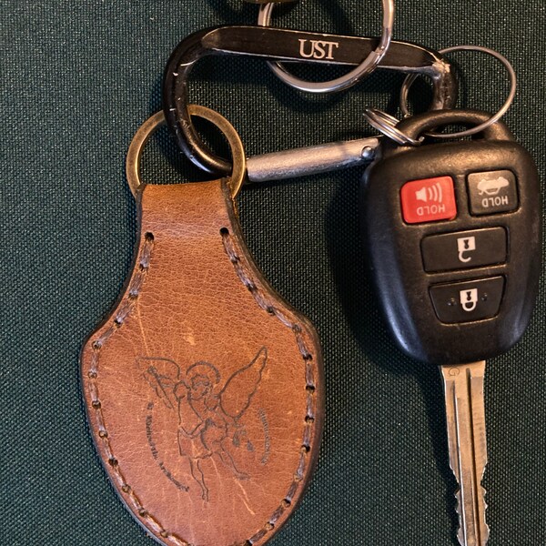 Personalized Leather Keychain: Custom Engraved Shield Key Fob - Etsy