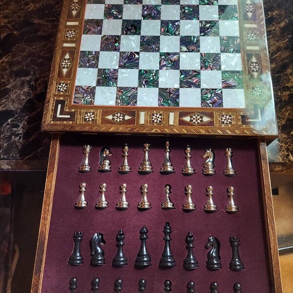 Luxury Chess Set, Handmade Wooden Chess Board With Metal Theme Chess ...