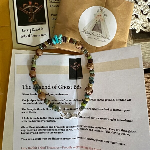 Choctaw Spirit Handmade Ghost Bead Bracelet: Southwest USA Turquoise ...