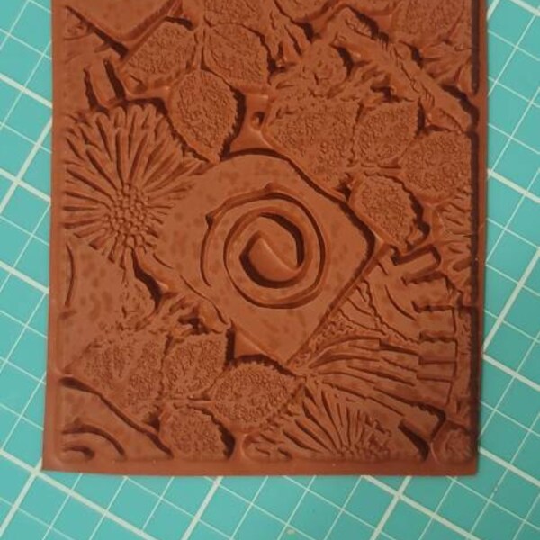 16 Assorted 1" Deep Etched Texture Rubber Art Stamps Flexible Unmounted ...