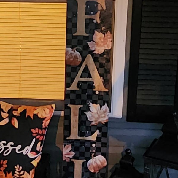 36in Fall Scarecrow Porch Sign Watercolor Fall Decor for Front Door ...