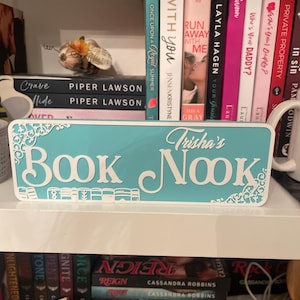 Personalized Laser Engraved Birch Wood Library Street Sign Bookshelf ...