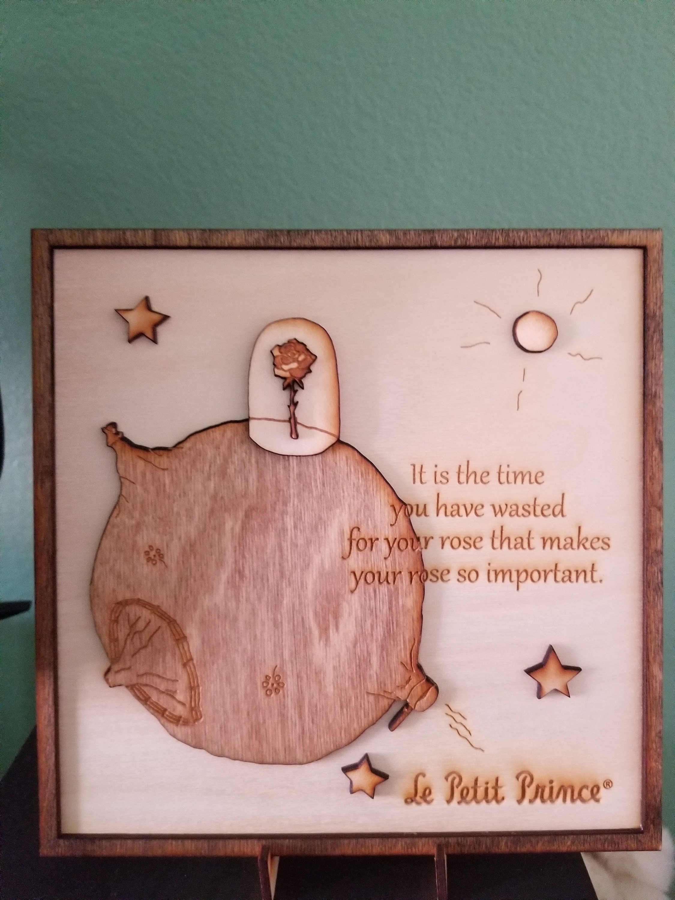 The Little Prince Wood Frame no.3 Rose / Wood engraved frame / The ...