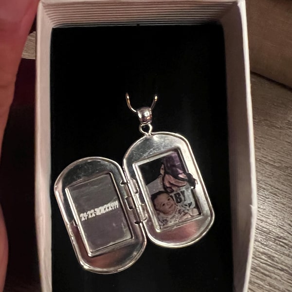 Mens Dog Tag Locket, Dog Tag Locket Necklace, Silver Dog Tag Photo ...