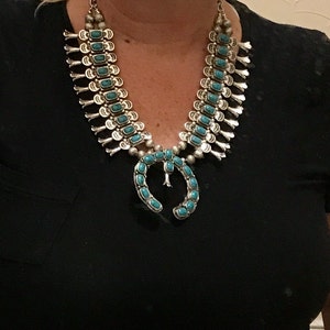 Silver Crown Pendent Squash Blossom Necklace Beaded Chain - Etsy