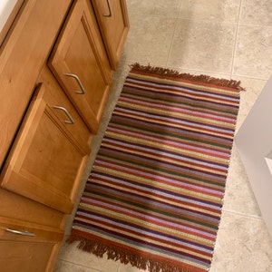 Handwoven Machine Washable Rag Rug Placemats in Warm Rust, Grey, and ...