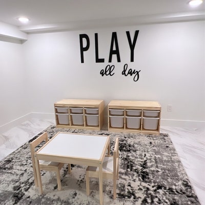PLAY All Day Playroom Kids Sign Decor, Toy Room Wall Sign Wood Wall Art ...