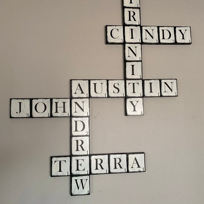 White Distressed Scrabble Wall Tiles, Farmhouse Scrabble Letters ...