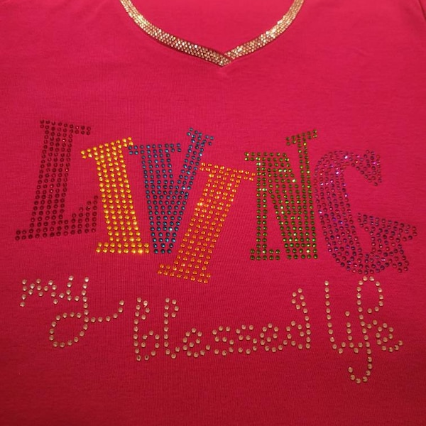 Download Living My Blessed Life Digital Rhinestone Template Svg Eps Png ...