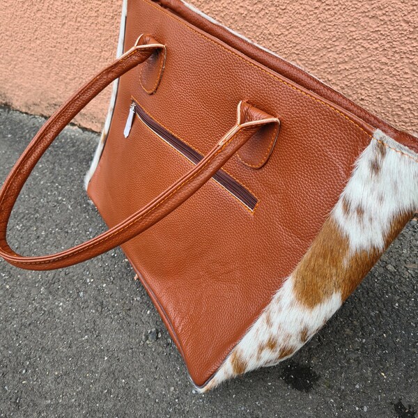 Western Cowhide Tote Bag Brown Cowhide Hair on 100% Leather Women Purse ...