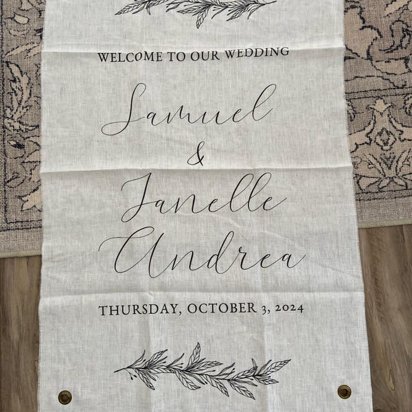 Wedding Fabric Welcome Sign, Modern Wedding Welcome Sign, Fabric Sign ...