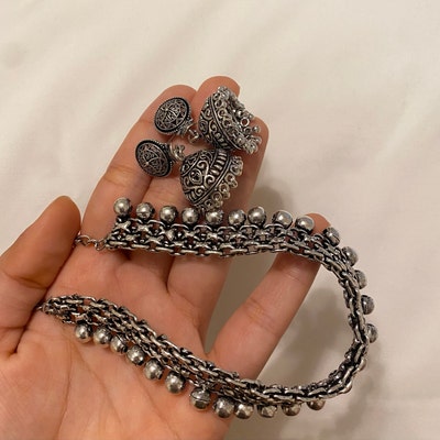 Oxidized Silver Plated Handmade Designer Jewellery Set/ Party - Etsy