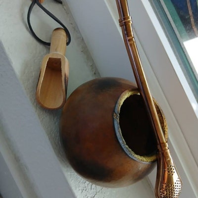 Personalized Mate algarrobo Yerba Mate Cup Bombilla Bamboo Straw Wood ...