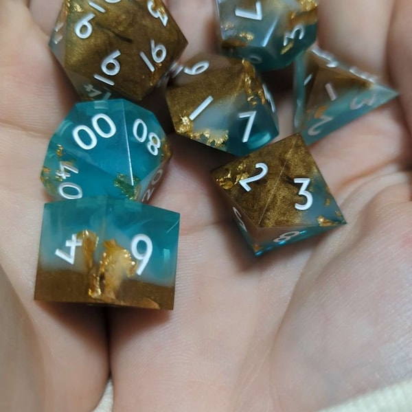 Riptide - Ocean Dice, Beach Dice Dice, Water Dice, Handmade Resin Sharp ...