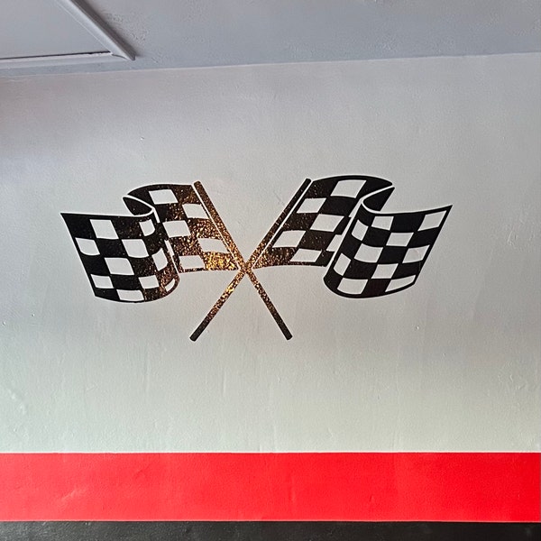 Checker Flag Wall Decal Sticker. Kid's Room Racing Theme Decor. Race ...