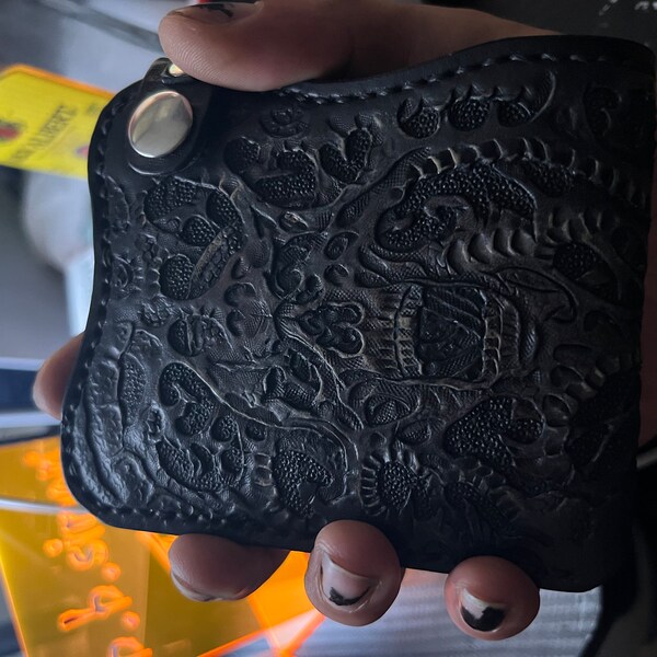 Handmade Leather Bifold Wallet: Vintage Motorcycle Rider Wallet - Etsy