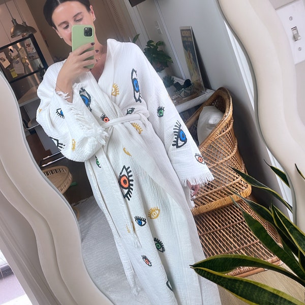 Handmade Boho Festival Kimono, Boho Beachwear, Bathrobe, Spa Robe ...