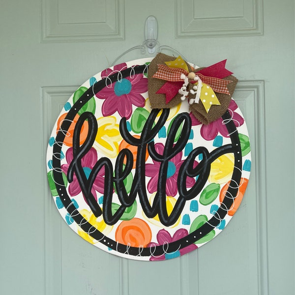 Spring Wood Door Hanger, Summer Wood Door Hanger, Bright Cheery Door ...