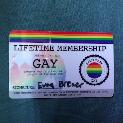 GAY Lifetime Membership Card Gay Pride Card LGBT Identity Card Perfect ...